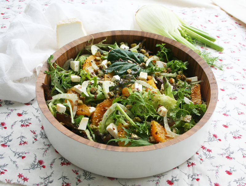 Salade fenouil, orange, mesclun, chèvre - Cocotte et Biscotte